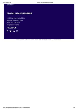 Testing Of SAP S HANA System Pdf