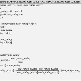 Pseudo Code For Finding The Minimum Average And Maximum Rating Of The Download Scientific