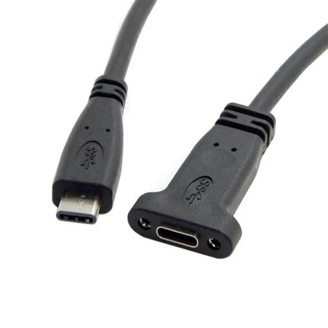 USB C USB 3 1 Type C Male To Female Extension Data Cable With Panel Mount Screw In Power Cables