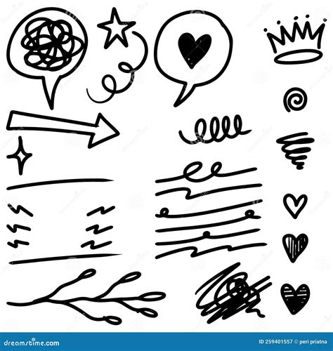 Set Of Hand Drawn Doodle Elements For Concept Design Isolated On White