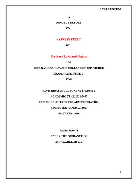 Final Blackbook Sem Vi Atm System Download Free Pdf Automated Teller Machine Personal