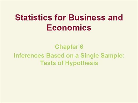 Statistics For Business And Economics Chapter 6 Inferences