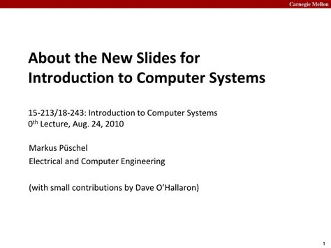ppt about the new slides for introduction to computer systems 15 213