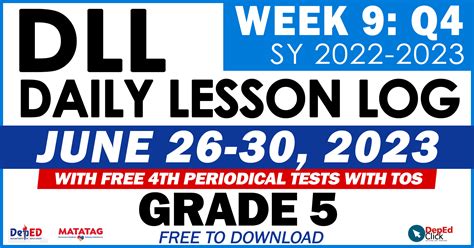 GRADE 5 DAILY LESSON LOG Quarter 4 WEEK 9 JUNE 26 30 2023 DepEd Click