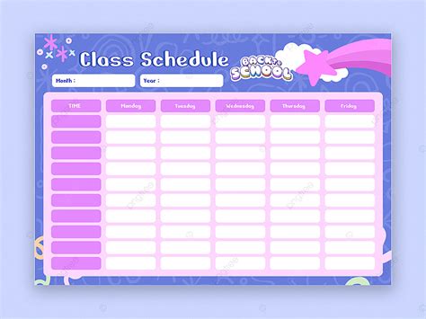 Class Schedule Design Template Vector Template Download On Pngtree