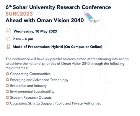 The 6th Sohar University Research Conference Surc2023 Ahead With Oman