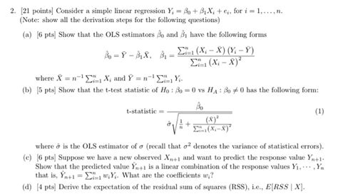 Solved Points Consider A Simple Linear Regression Y Chegg