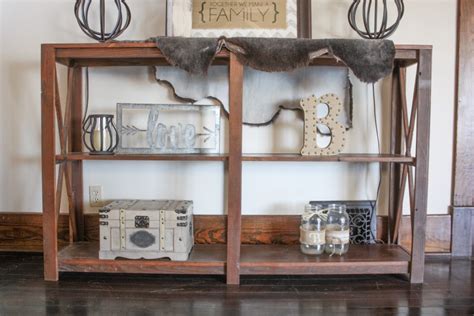 Rustic X Console Table Made With Salvaged Barn Wood Down Bliss Lane