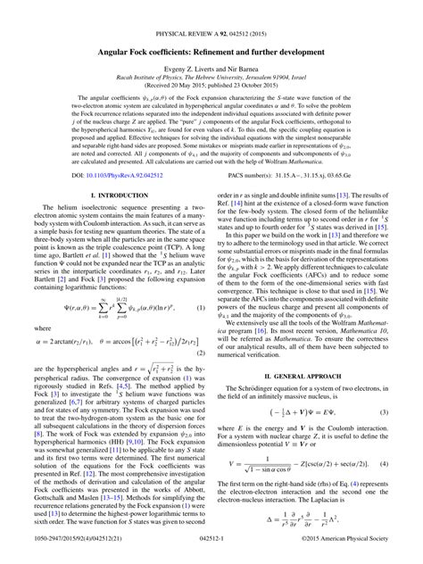 Pdf Angular Fock Coefficients Refinement And Further Development