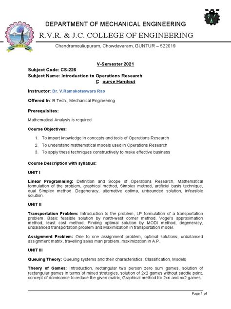 Operation Research Pdf