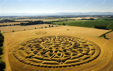 Premium Ai Image Mysterious Crop Circle Aerial View Of Enigmatic Crop