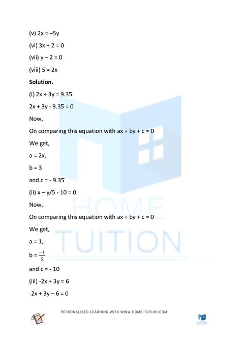 NCERT Solutions For Class Maths Chapter Linear Equations In Two Variables