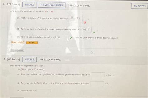Solved Lets Solve The Exponential Equation 4ex 60 A