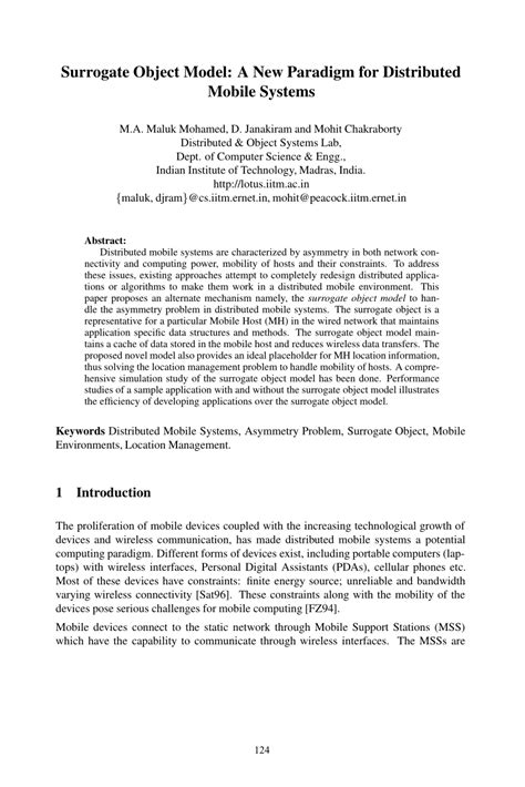 Pdf Surrogate Object Model A New Paradigm For Distributed Mo Bile