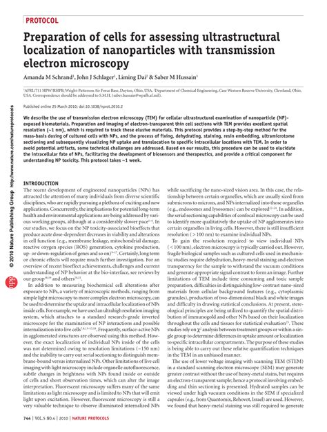 Pdf Preparation Of Cells For Assessing Ultrastructural Localization Of Nanoparticles With