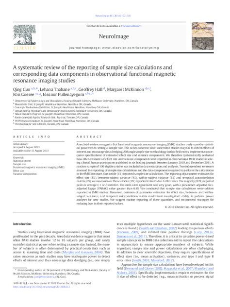 Pdf A Systematic Review Of The Reporting Of Sample Size Calculations