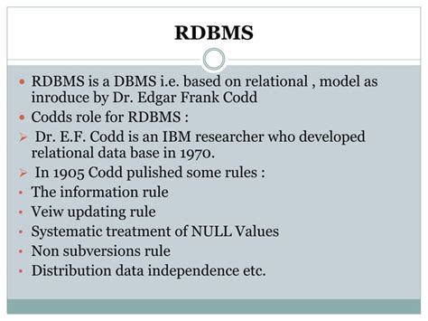 A Project On Dbms And Rdms Pptx Databases Computer Software And