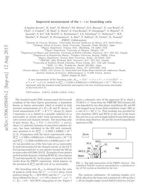 Pdf Improved Measurement Of The π→eν Branching Ratio