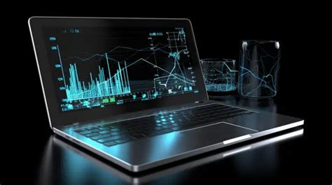Illustrated Laptop Background Conceptualizes 3d Rendered Data Analysis