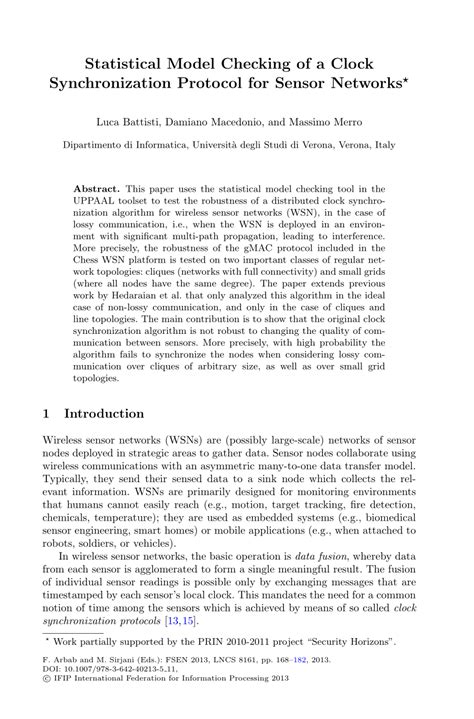 pdf statistical model checking of a clock synchronization protocol