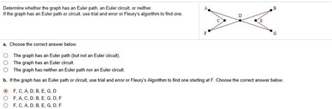 SOLVED Determine Whether The Graph Has An Euler Path An Euler Circuit