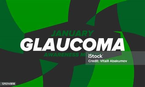 녹내장 인식의 달 1 월에 매년 축하합니다 시력 문제 눈을 저장합니다 예방 및 보호 녹색 리본 의료 의료 개념 포스터 배너 및 배경 벡터 1월에 대한 스톡 벡터 아트 및