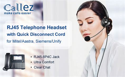 Callez Rj45 Telephone Headset With Microphone Noise Cancelling Mono Quick