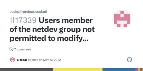 Users Member Of The Netdev Group Not Permitted To Modify Network · Issue 17339 · Cockpit