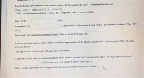 Solved Find The Binary Representation Of The Decimal Number Chegg