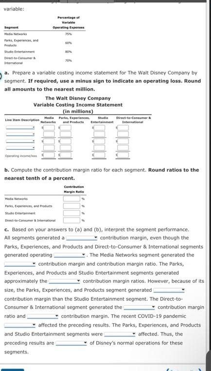 variable a prepare a variable costing income