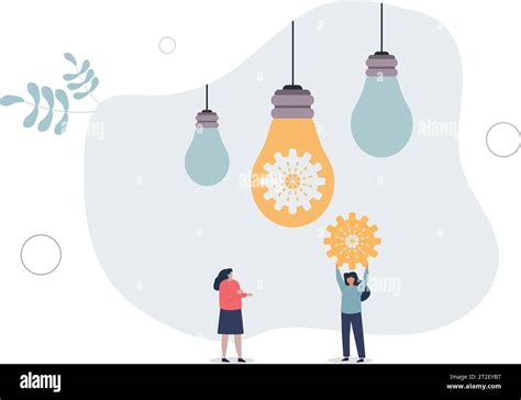 Creative Business Idea Implementation Of Innovation People Develop Configuration Of Gearwheels