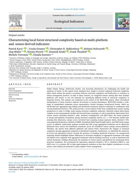 Pdf Characterizing Local Forest Structural Complexity Based On Multi