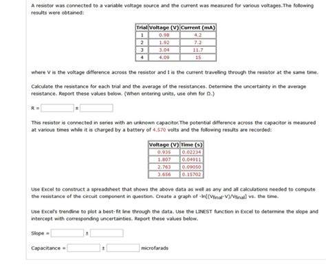 Solved A Resistor Was Connected To A Variable Voltage Source