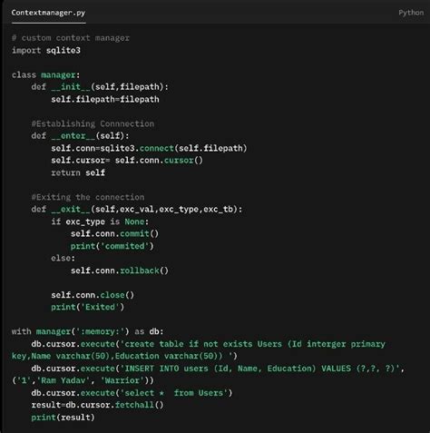 how context manager improves database operations in python dorna raj