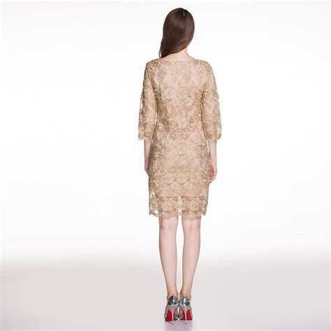 Ready Stock L 1 Pc Plus Size Gold Lace Formal Dress Pluspreorder