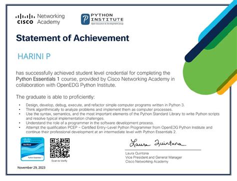 Harini P On Linkedin Python Cisconetworkingacademy