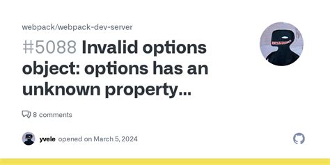 invalid options object options has an unknown property running
