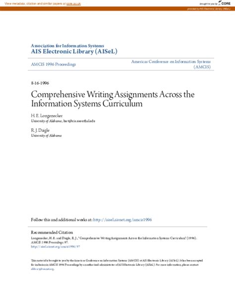Pdf Comprehensive Writing Assignments Across The Information Systems