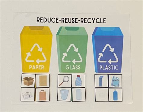 Reduce Reuse Recycle Sort Picture Sort Earth Day Activity Etsy
