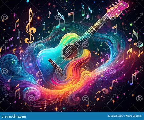 A Musical Clip Art Galaxy Music Notes And A Guitar Stock Illustration