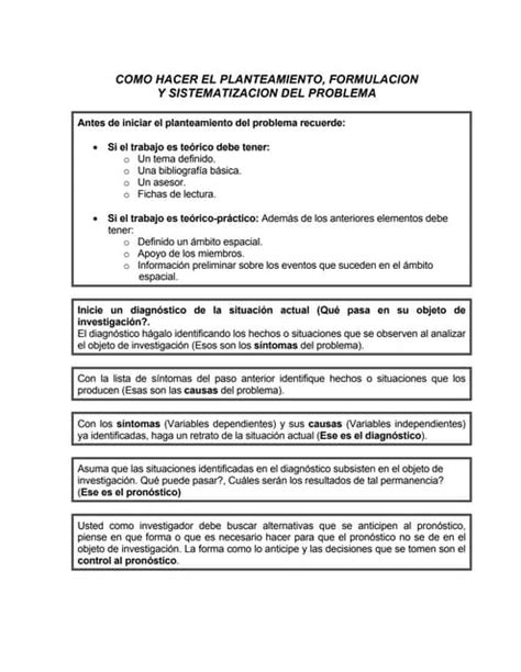 Como Hacer El Planteamiento Pdf