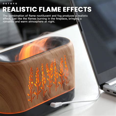 Essential Oil Diffuser With Flame Light Upgraded Super Quiet Diffusers For Aromatherapy