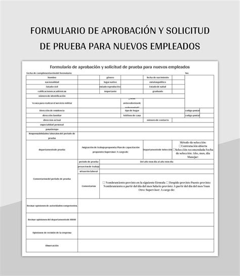 Plantilla De Formato Excel Formulario De Aprobaci N Y Solicitud De