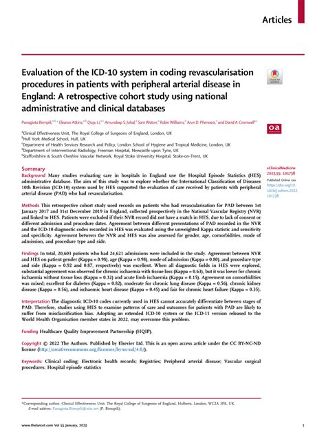 Pdf Evaluation Of The Icd 10 System In Coding Revascularisation