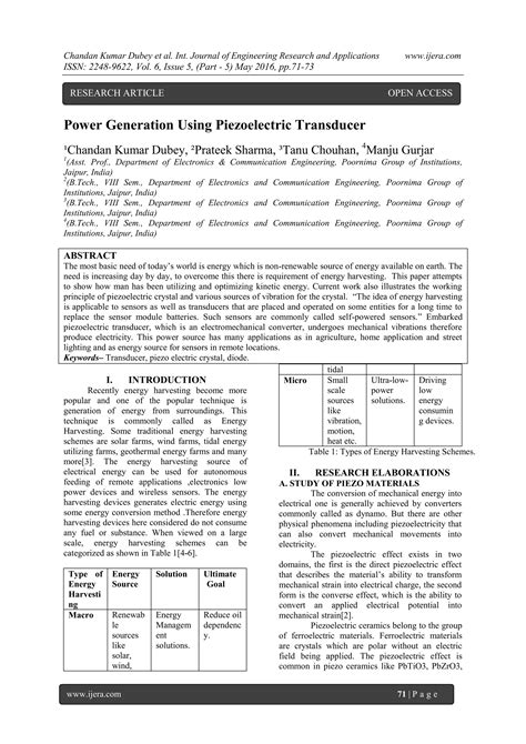 Power Generation Using Piezoelectric Transducer Pdf