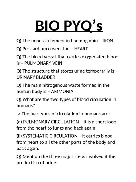 Bio Pyqs For Class 10 Icse Pdf Atrium Heart Ventricle Heart