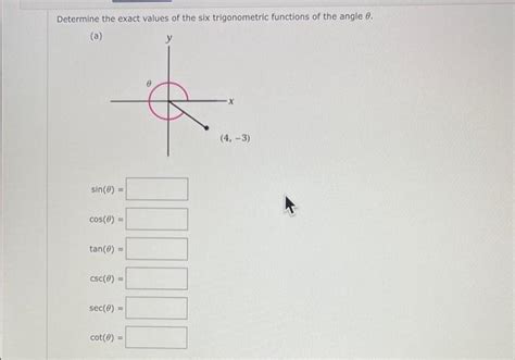solved determine the exact values of the six trigonometric