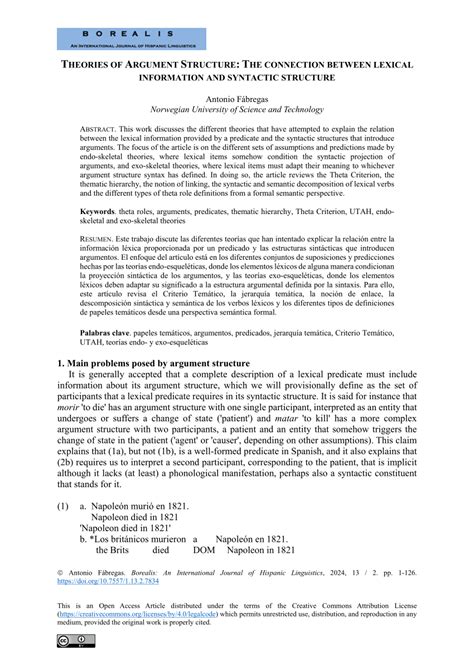 Pdf Theories Of Argument Structure The Connection Between Lexical Information And Syntactic