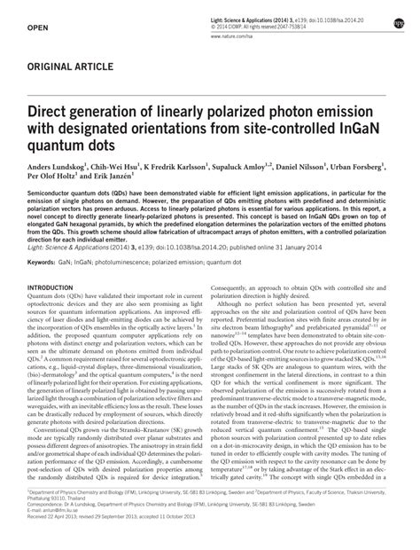 Pdf Direct Generation Of Linearly Polarized Photon Emission With