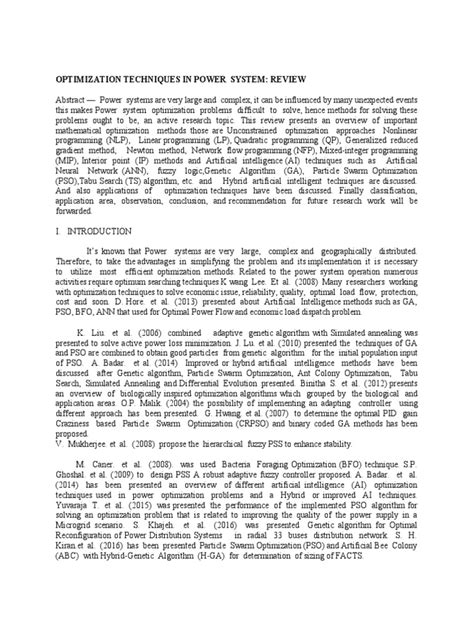 Optimization Techniques In Power System Pdf Genetic Algorithm Mathematical Optimization